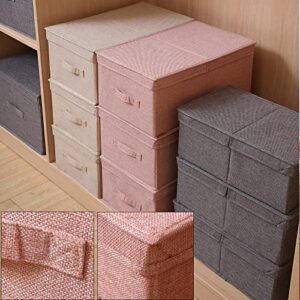 FIHAP Fabric Storage Bins with Lids for Clothes, Large Foldable Toy Organizers and Storage, Sturdy Box Cubes Containers for Sheet Blanket, Premium Closet Organizer for Home Bedroom 3 Pack Pink