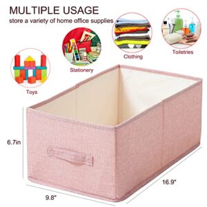 FIHAP Fabric Storage Bins with Lids for Clothes, Large Foldable Toy Organizers and Storage, Sturdy Box Cubes Containers for Sheet Blanket, Premium Closet Organizer for Home Bedroom 3 Pack Pink