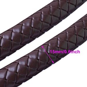 Wento 12 inch Dark Brown Braided Handles Dia.15mm PU Leather Handles for Women Replacement Handbag Tote Replacement Handbag Handles