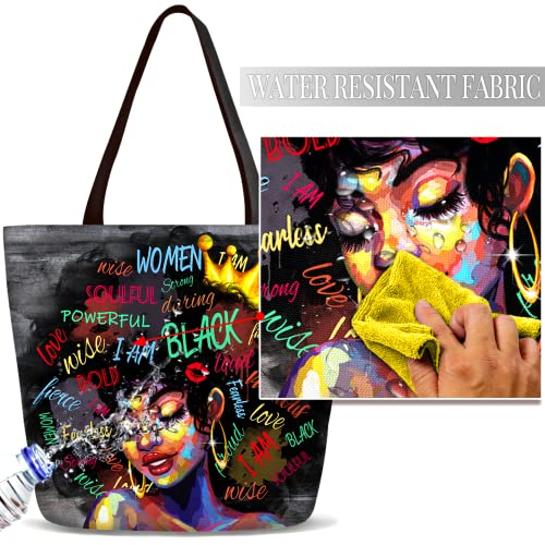 African American Tote Bags For Women - Black Art Satchel Bag - Thinking Afro Queen Shoulder Handbags For Women Girl