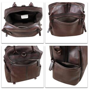 Genuine Leather Backpack Purse for Women Vintage Casual Daypack Knapsack Handmade Rucksack Convertible Shoulder Bag (Coffee)