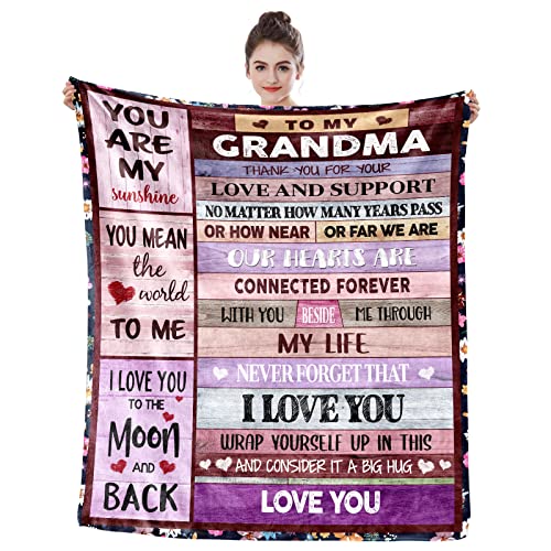 Gifts for Grandma Blanket Mother's Day Birthday from Grandchildren Great Nana Retirement Gift Super Soft Light Weight Couch Bed Christmas Throw Blanket 60'' x 50''