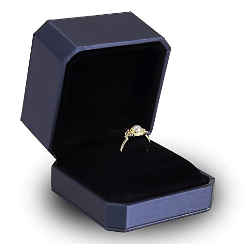 Ring Box for Wedding Ceremony Leather Jewelry Box Engagement Wedding Card Box, Jewelry Organizer Box Engagement Ring Holder Jewelry Gift Box Jewelry Storage Case(Steel-Blue)