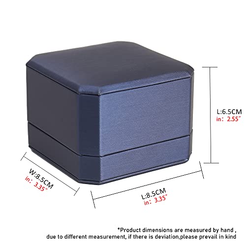 Ring Box for Wedding Ceremony Leather Jewelry Box Engagement Wedding Card Box, Jewelry Organizer Box Engagement Ring Holder Jewelry Gift Box Jewelry Storage Case(Steel-Blue)