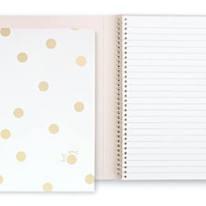 Kate Spade New York Small Concealed Spiral Notebook, 8.25" x 6.75" Journal Notebook with 112 Lined Pages, Gold Dot with Script