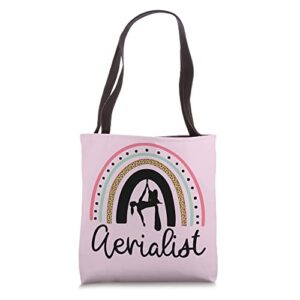 aerialist silks rainbow dance design / aerial silk dancer tote bag