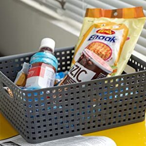 Eslite Plastic Storage Baskets for Organizing,11.42"X9"X4.7",Pack of 4 (Grey)