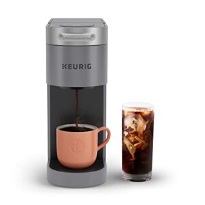 keurig k-slim + iced single serve coffee maker, brews 8 to 12oz. cups, gray