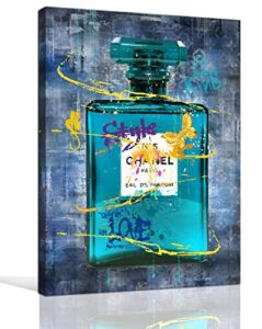 cirabky fashion wall-art canvas – teal wall decor for bathroom – perfume wall art bedroom wall decor for women size 15 x 11.5 inches