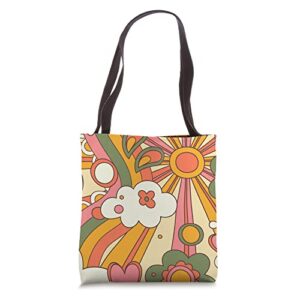 60s 70s fashion flower pattern indie retro aesthetic style tote bag