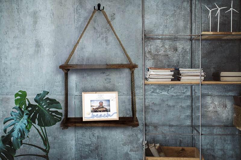 Doledecor Rope Floating Shelves，Hanging Wall Shelves, Woven Hanger, 2 Tier Rope Floating Shelf ,Rustic Wood Finish . for Living 2tiers