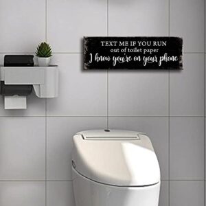 Hmlc Text Me If You Run Out of Toilet Paper Bathroom Sign, Farmhouse Bathroom Decor Canvas Wall Art Print for Toilet Room Bathroom Mall Framed Decor Ready to Hang