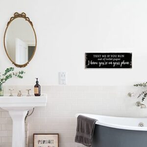 Hmlc Text Me If You Run Out of Toilet Paper Bathroom Sign, Farmhouse Bathroom Decor Canvas Wall Art Print for Toilet Room Bathroom Mall Framed Decor Ready to Hang