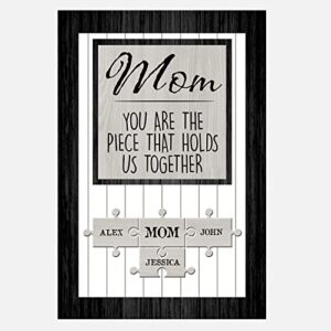 Personalized Mom You Are The Piece That Holds Us Together Puzzle Sign Canvas, Personalized Mother's Day Gifts, Mom Puzzle Piece Sign, Mother Daughter Gifts, Custom Wall Art Print Decoration Name