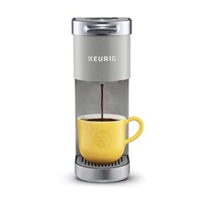 keurig k-mini plus coffee maker, single serve k-cup pod coffee brewer, 6 to 12 oz. brew size, stores up to 9 k-cup pods, studio gray