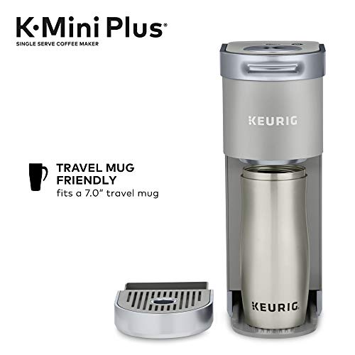 Keurig K-Mini Plus Coffee Maker, Single Serve K-Cup Pod Coffee Brewer, 6 to 12 oz. Brew Size, Stores up to 9 K-Cup Pods, Studio Gray