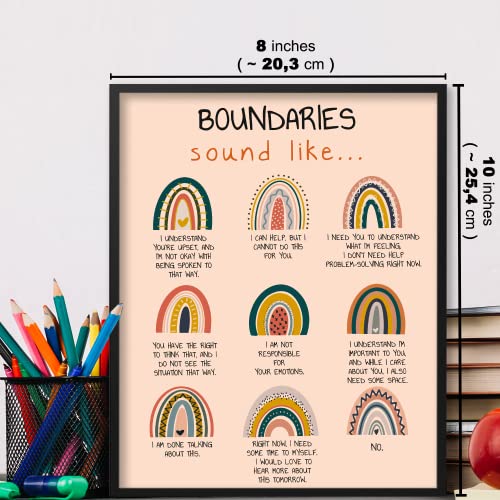 LOLUIS Boundaries Poster, Mental Health Poster for Classroom, Therapist Office Decor (8 x 10 Inch Unframed, 1.1 Boundaries)