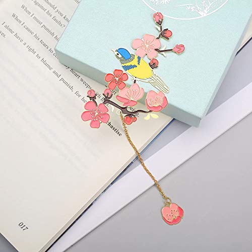 Toirxarn Metal Bookmark Flower-Themed, Gift for Reader Women/Men/Girls/Friends/Teachers. Anyone Birthday Present.(Golden Pendant Plum Blossom)