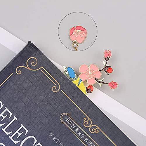 Toirxarn Metal Bookmark Flower-Themed, Gift for Reader Women/Men/Girls/Friends/Teachers. Anyone Birthday Present.(Golden Pendant Plum Blossom)