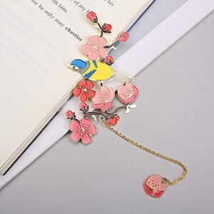 Toirxarn Metal Bookmark Flower-Themed, Gift for Reader Women/Men/Girls/Friends/Teachers. Anyone Birthday Present.(Golden Pendant Plum Blossom)