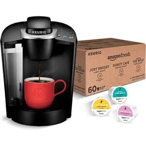 keurig k-classic coffee maker with amazonfresh 60 ct. coffee variety pack, 3 flavors