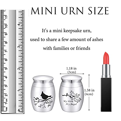 Small Urns for Human Ashes - Set of 2, Stainless Steel Mini Urn Set, Cremation Urn, Ashes Urn Ashes Holder, Small Keepsake urns for Family & Loved Ones, Silver