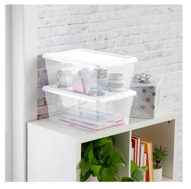 16448812 (QT) Storage Box Container, White Lids & Clear Base (S20)