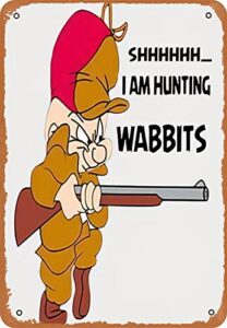 metal sign – elmer fudd i am hunting wabbits poster bar wall decor 8 x 12 inch