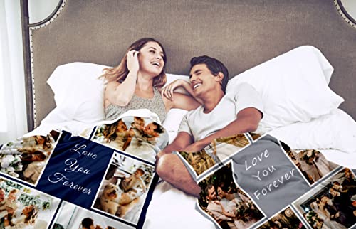 Juantao Custom Blanket with Photo Personalized Picture Blanket Customized Couples Gifts for Boyfriend Girlfriend Wife Husband Birthday Valentine Anniversary Wedding Gift for Him Her Women Men