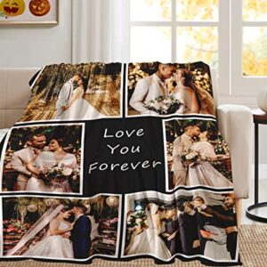 Juantao Custom Blanket with Photo Personalized Picture Blanket Customized Couples Gifts for Boyfriend Girlfriend Wife Husband Birthday Valentine Anniversary Wedding Gift for Him Her Women Men