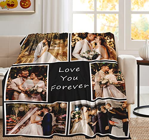 Juantao Custom Blanket with Photo Personalized Picture Blanket Customized Couples Gifts for Boyfriend Girlfriend Wife Husband Birthday Valentine Anniversary Wedding Gift for Him Her Women Men