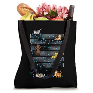 Funny Cat Playing Music Note Kitty Cute Musician Kitten Pet Tote Bag