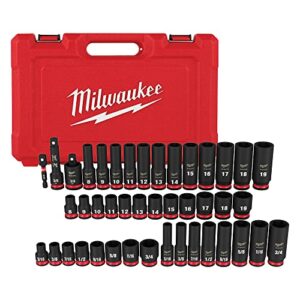 milwaukee 49-66-7009 43pc shockwave impact duty 3/8″ drive sae & metric deep 6 point socket set