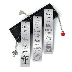 yoeejob teacher appreciation bookmarsk, 3 pcs metal thank you teachers bookmark gifts book marker for women/men, thank you teachers bookmarks, back to school christmas gifts for teacher