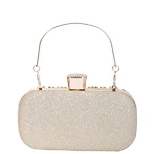 Covelin Women's Rhinestone Decorated Evening Bag, Tote Shoulder Crossbody Handbag with Chain Golden