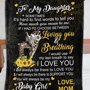 Personalized Giraffe to My Daughter Blanket How Much You Mean Me Fleece Throw for from Mom Custom Name Sunflower Themed Bed Gifts Christmas Birthday Graduation, Multicolor