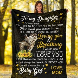 Personalized Giraffe to My Daughter Blanket How Much You Mean Me Fleece Throw for from Mom Custom Name Sunflower Themed Bed Gifts Christmas Birthday Graduation, Multicolor