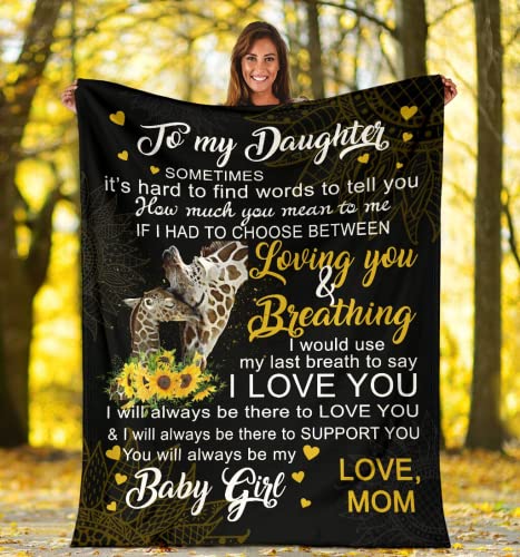 Personalized Giraffe to My Daughter Blanket How Much You Mean Me Fleece Throw for from Mom Custom Name Sunflower Themed Bed Gifts Christmas Birthday Graduation, Multicolor