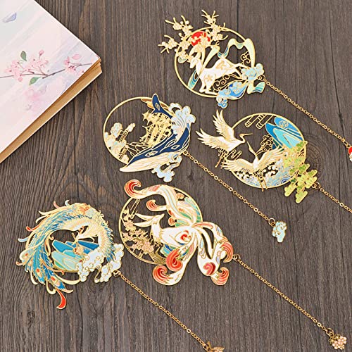 NC Chinese Style Brass Bookmark Tassel Pendant Retro Book Clip Metal Pagination Mark Student Gift Stationery School Office Supplies