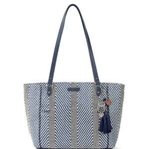 Sakroots Metro Tote Bag Fabric, Large & Roomy with Zip Closure, Sustainable & Durable Design, Navy Spirit Desert Woven