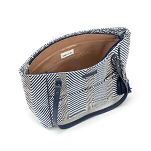 Sakroots Metro Tote Bag Fabric, Large & Roomy with Zip Closure, Sustainable & Durable Design, Navy Spirit Desert Woven