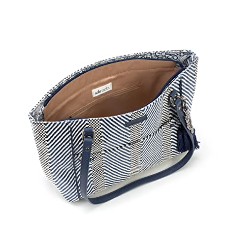 Sakroots Metro Tote Bag Fabric, Large & Roomy with Zip Closure, Sustainable & Durable Design, Navy Spirit Desert Woven