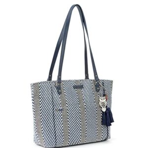 Sakroots Metro Tote Bag Fabric, Large & Roomy with Zip Closure, Sustainable & Durable Design, Navy Spirit Desert Woven