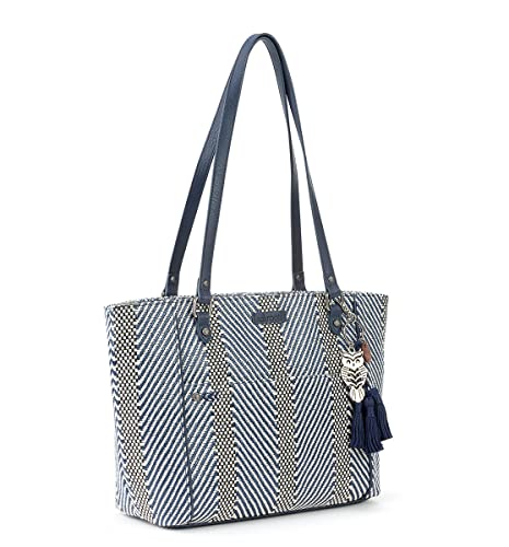 Sakroots Metro Tote Bag Fabric, Large & Roomy with Zip Closure, Sustainable & Durable Design, Navy Spirit Desert Woven