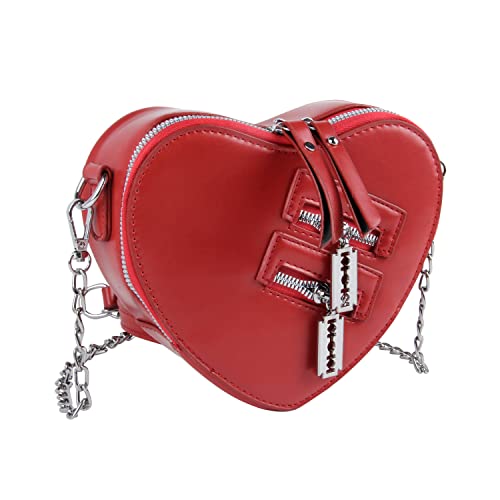 LUI SUI Women Red Heart Purse Cute Love Heart Shape Girls Shoulder Handbag Mini Clutch Chain Purse Chic Tote