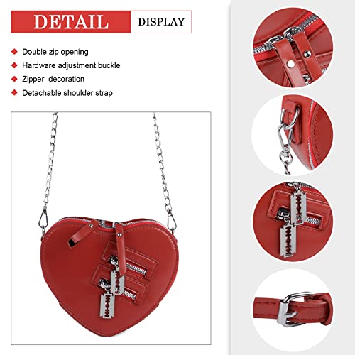 LUI SUI Women Red Heart Purse Cute Love Heart Shape Girls Shoulder Handbag Mini Clutch Chain Purse Chic Tote