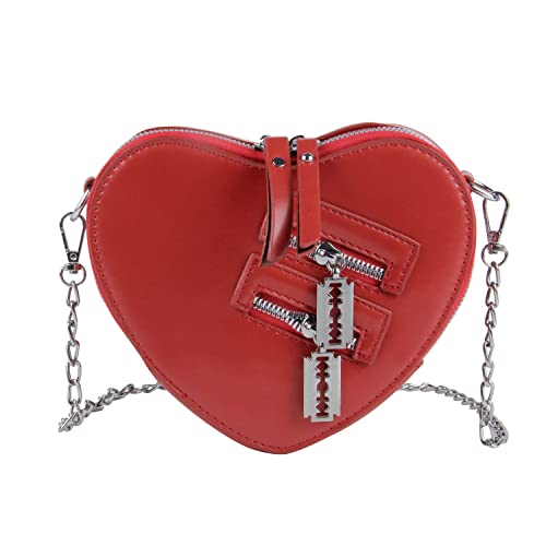 LUI SUI Women Red Heart Purse Cute Love Heart Shape Girls Shoulder Handbag Mini Clutch Chain Purse Chic Tote