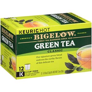 bigelow green tea keurig k-cup pods, caffeinated, 12 count (pack of 6), 72 total k-cup pods