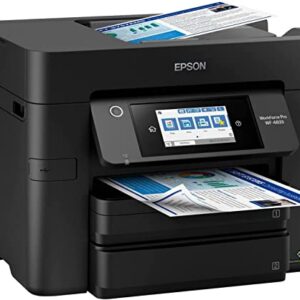 Epson Workforce Pro WF-4833 Wireless All-in-One Color Inkjet Printer, Black - Print Scan Copy Fax - 4.3" LCD, 25 ppm, 4800 x 2400 dpi, Auto 2-Sided Printing, 50-sheet ADF, 500-Sheet Capacity, Ethernet