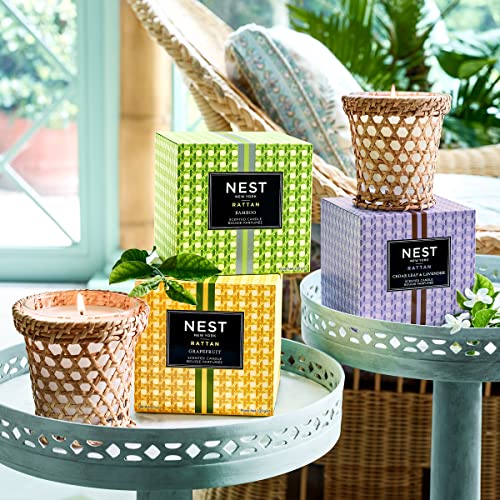 NEST New York Cedar Leaf & Lavender Decorative Rattan Scented Classic Candle, 8 Ounces